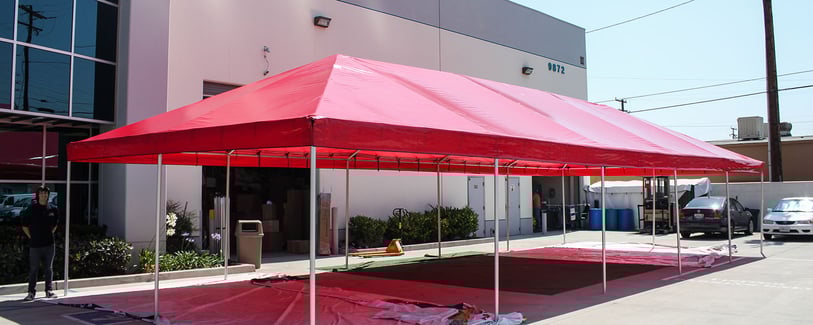 20x50 Blue and Red Tents | Event Tents - Tent Rentals