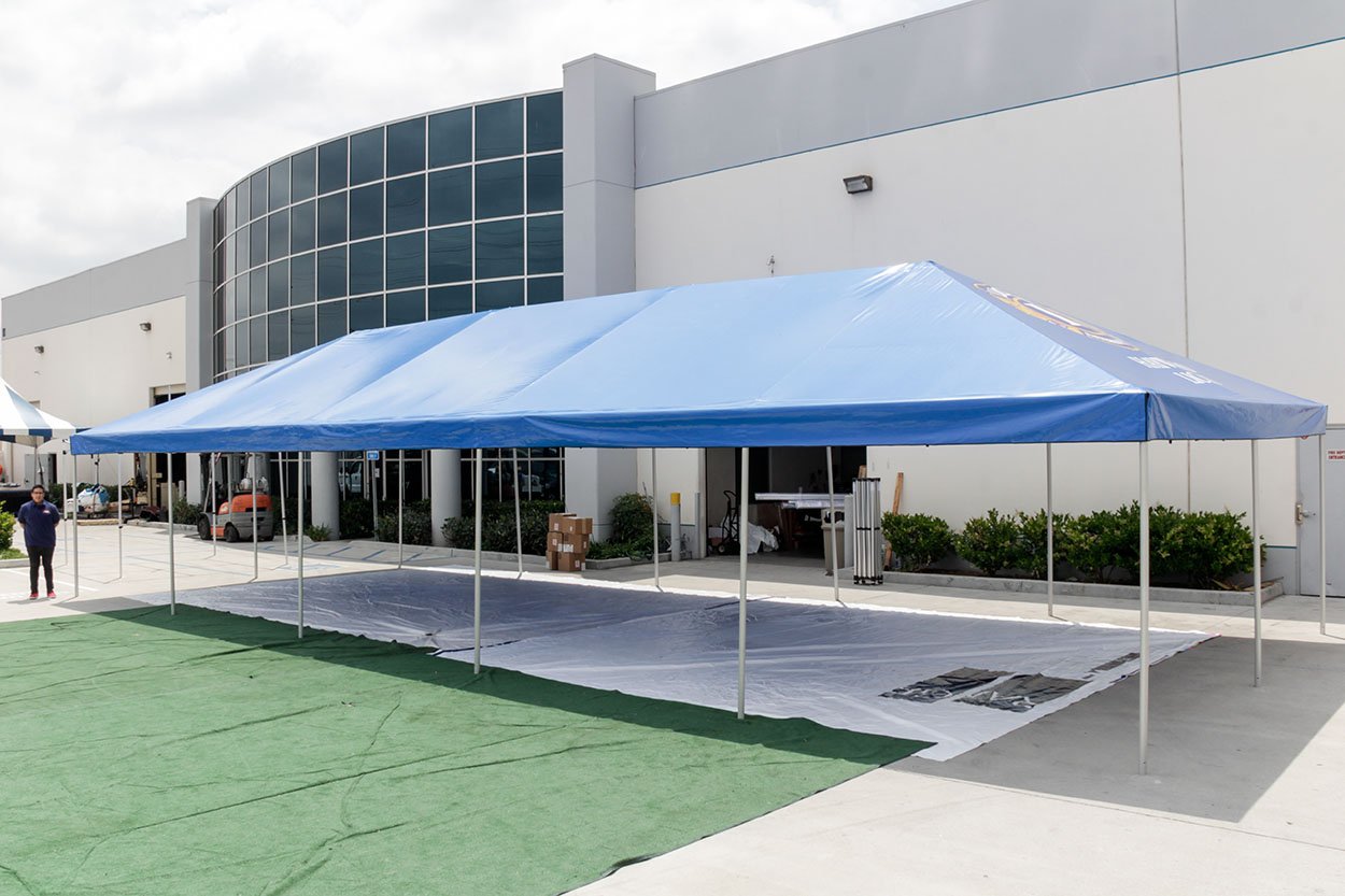 20x50 Blue and Red Tents | Event Tents - Tent Rentals